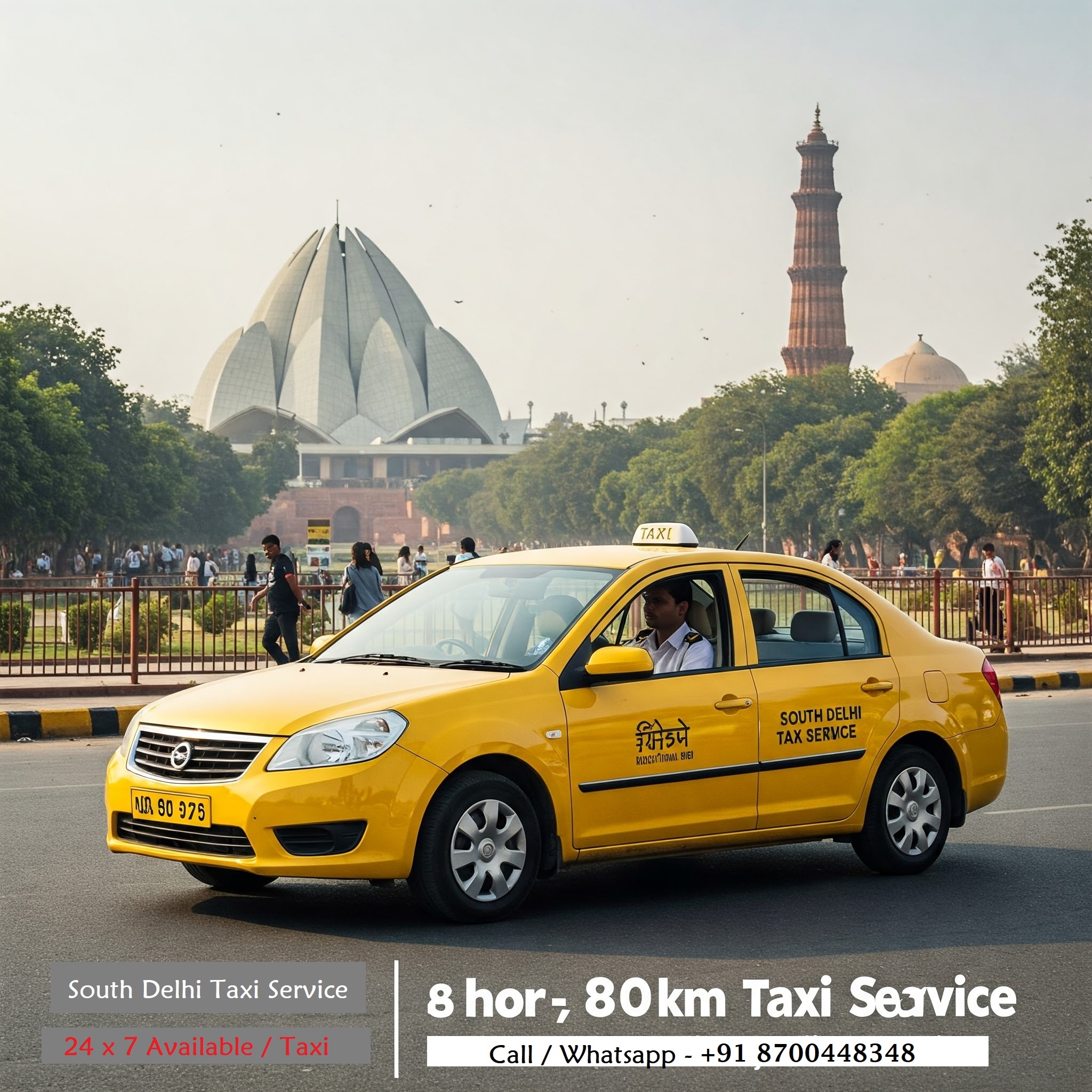 Best 8 Hour 80 Km Full Day Taxi Hire in Delhi